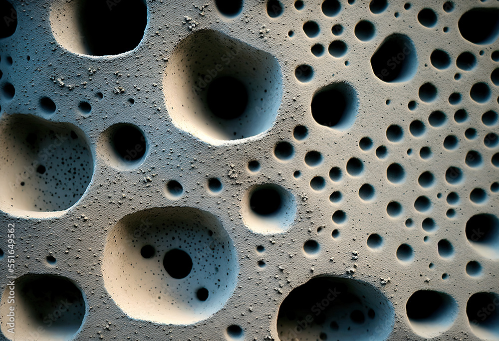 Holes in a concrete surface, concrete background with holes, grey ...