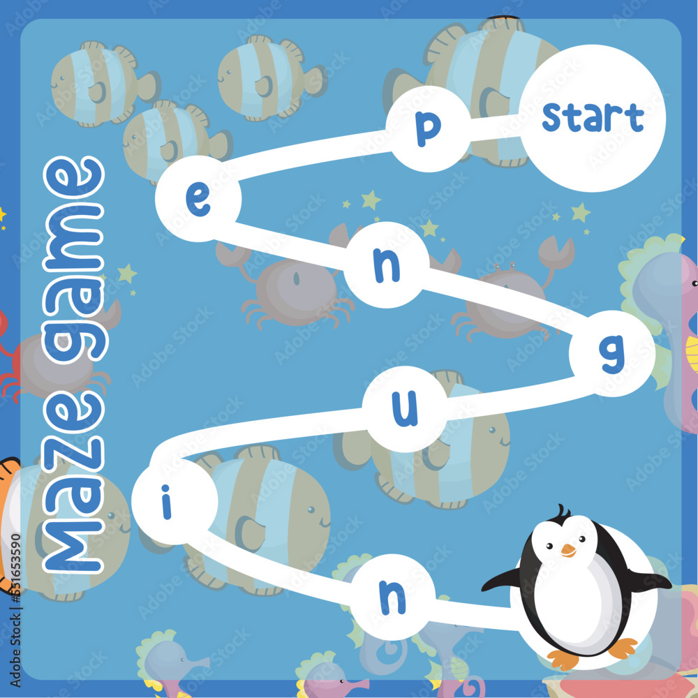 Maze game for children with animal theme. Preschool worksheet ...