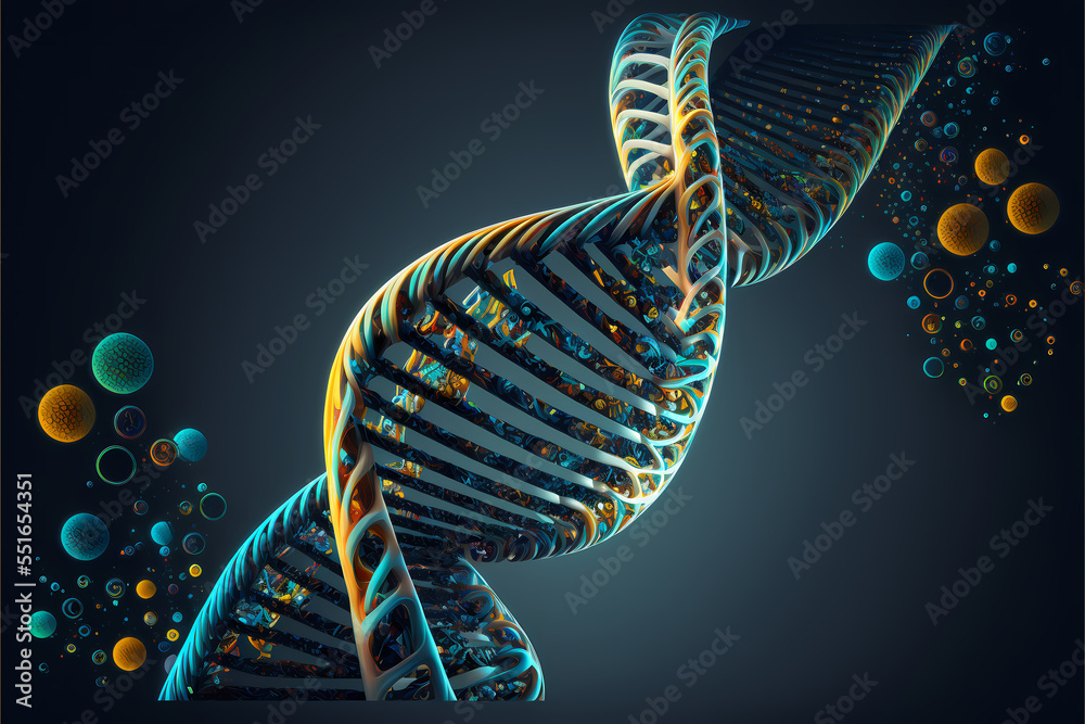 render style of dna, Helix human DNA structure. seamless biology ...