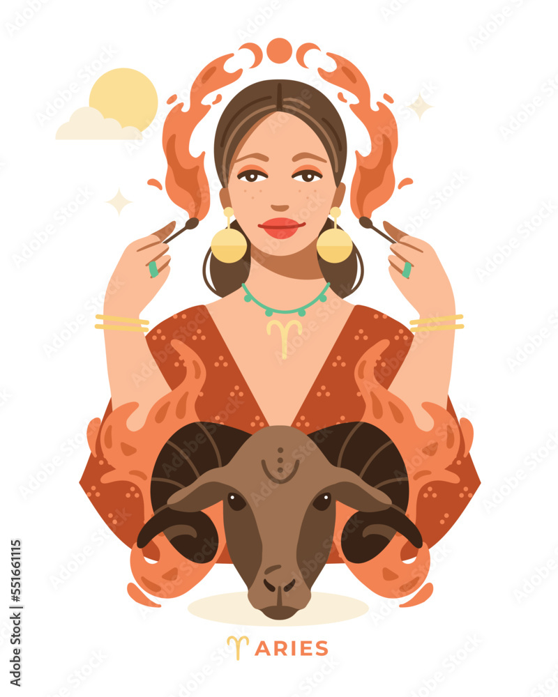 Aries zodiac sign. Horoscope. Illustration of Aries astrological sign ...