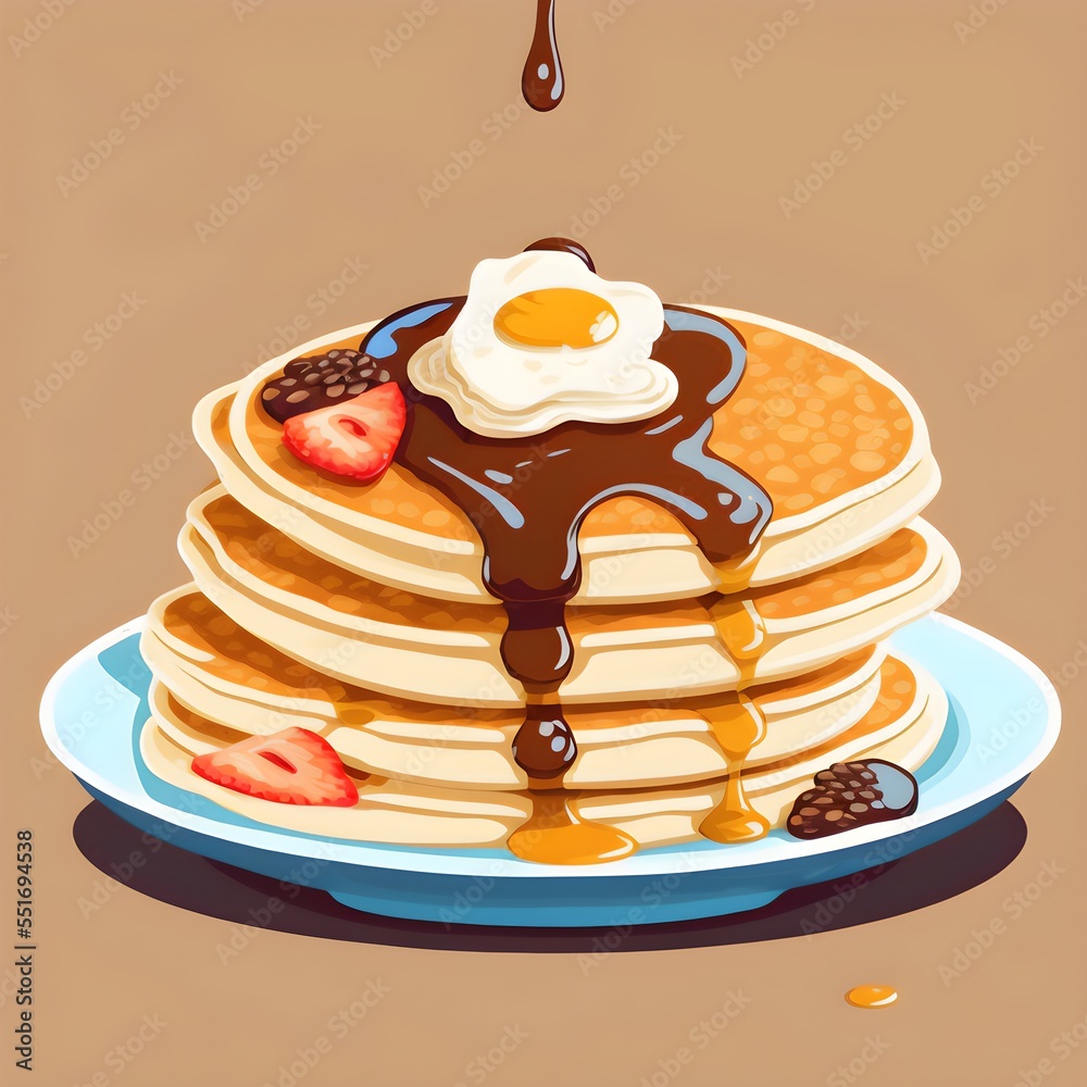 Cartoon illustration of pancakes Stock Illustration | Adobe Stock