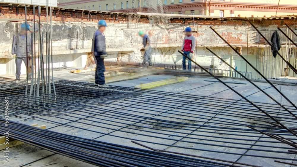 Steel bar rebar metal framework reinforcement for concrete at ...