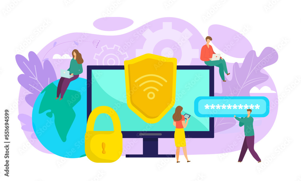 Wifi security concept, online safety, data protection, secure ...