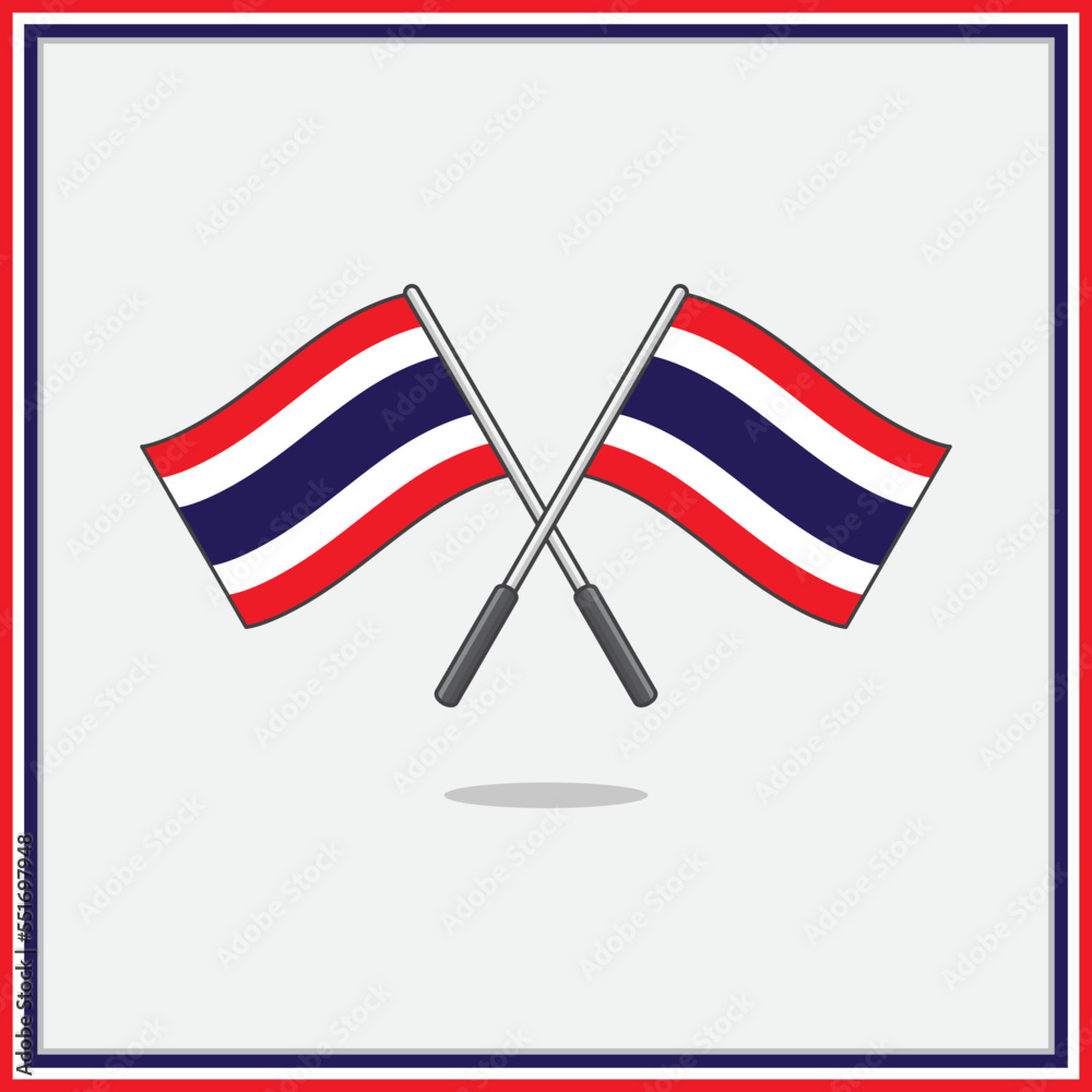 Flag of Thailand Cartoon Vector Illustration. Thailand Flag Flat Icon ...