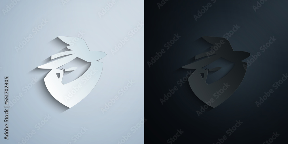 detective black and white illustration paper icon with shadow vector ...