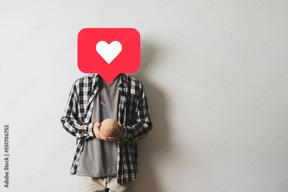 person with a like icon instead of head, concept of social media Stock ...