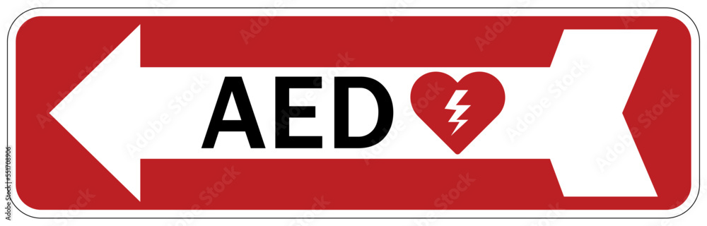 Automated external defibrilator AED emergency aid cpr hearth sign and ...