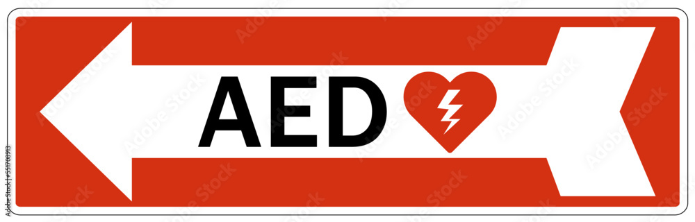 Automated external defibrilator AED emergency aid cpr hearth sign and ...