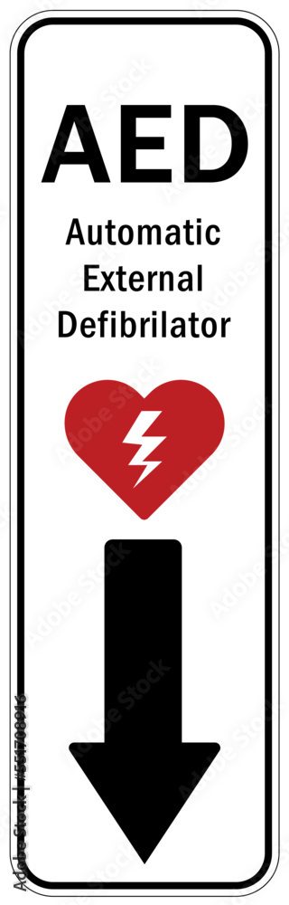Automated external defibrilator AED emergency aid cpr hearth sign and ...