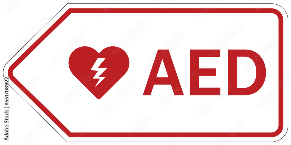 Automated external defibrilator AED emergency aid cpr hearth sign and ...