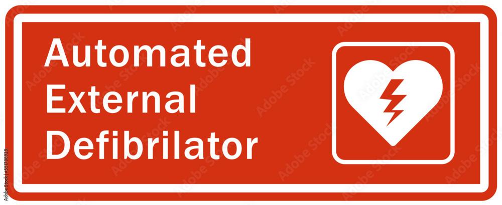 Automated external defibrilator AED emergency aid cpr hearth sign and ...