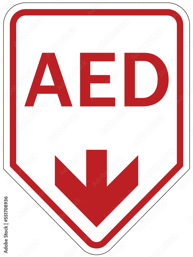 Automated external defibrilator AED emergency aid cpr hearth sign and ...
