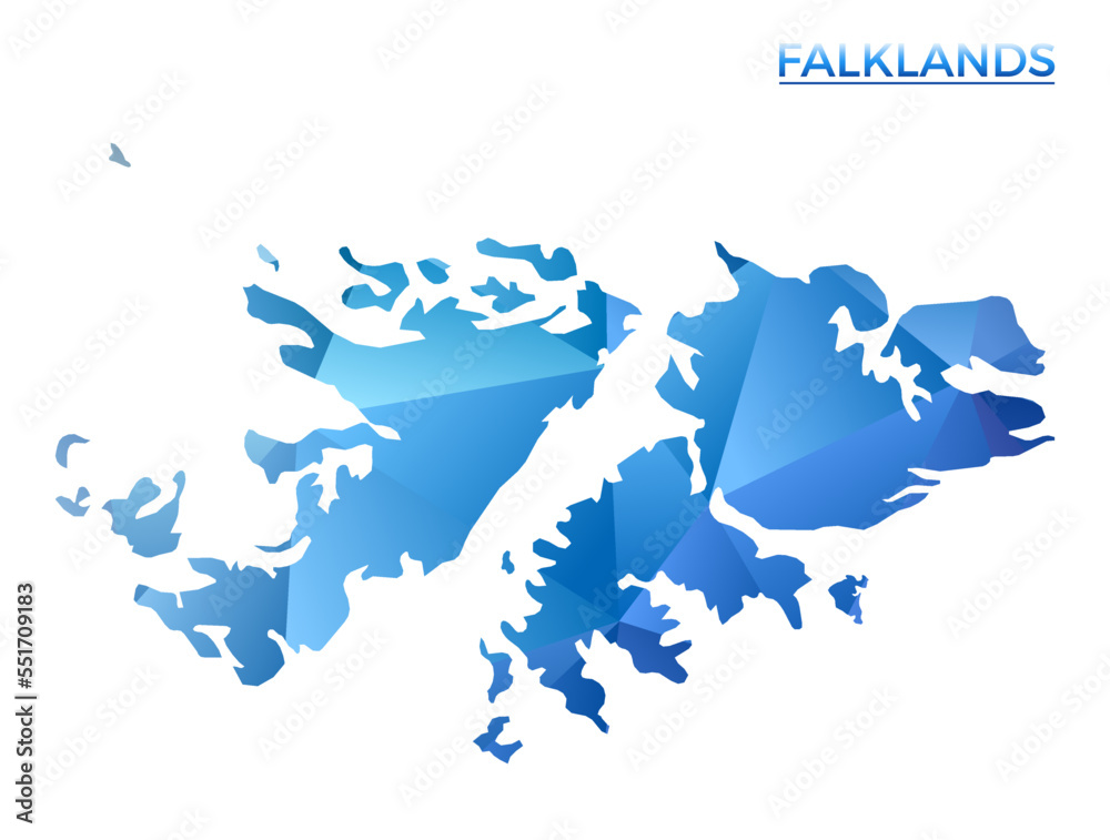 Vector polygonal Falklands map. Vibrant geometric country in low poly ...