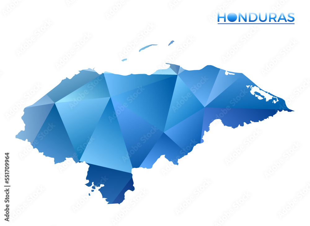 Vector polygonal Honduras map. Vibrant geometric country in low poly ...