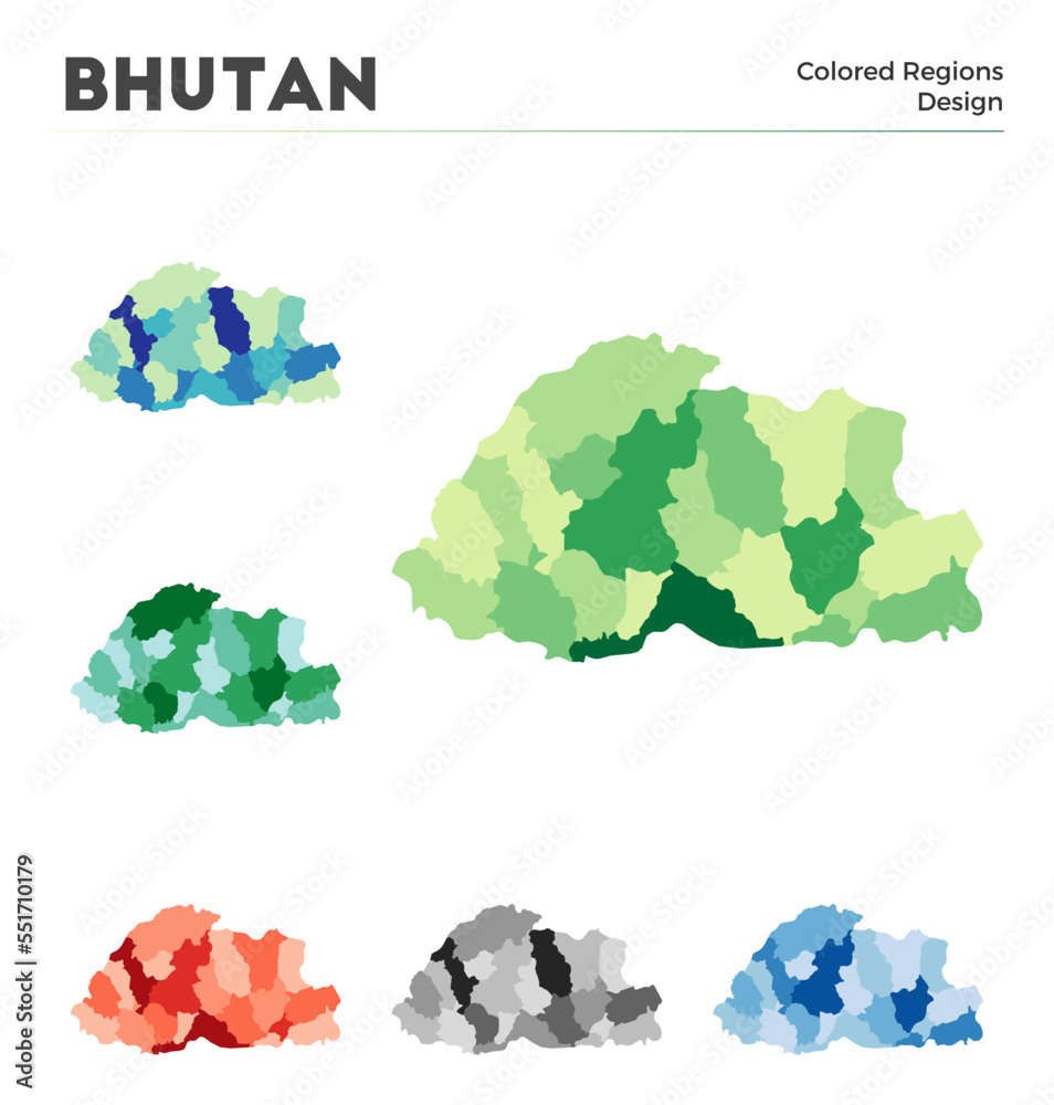 Bhutan map collection. Borders of Bhutan for your infographic. Colored ...