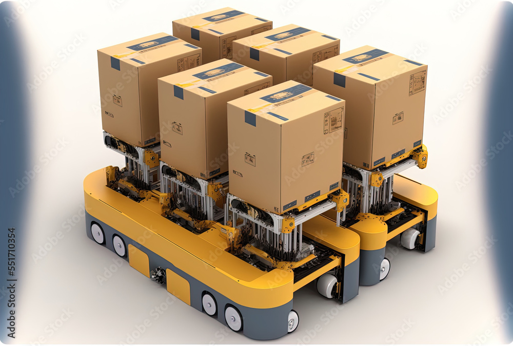 Automated guided vehicles (AGVs) sort hundreds of packages each hour ...