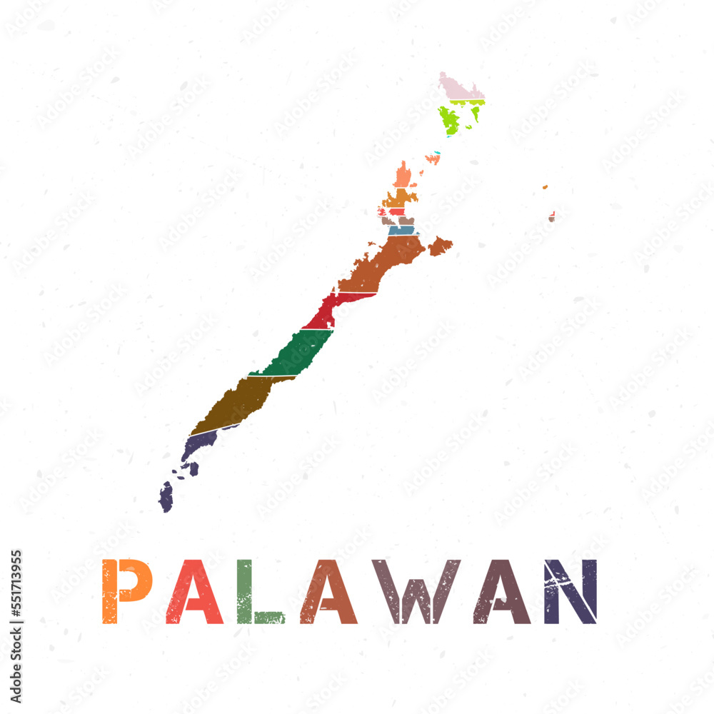 Palawan map design. Shape of the island with beautiful geometric waves ...
