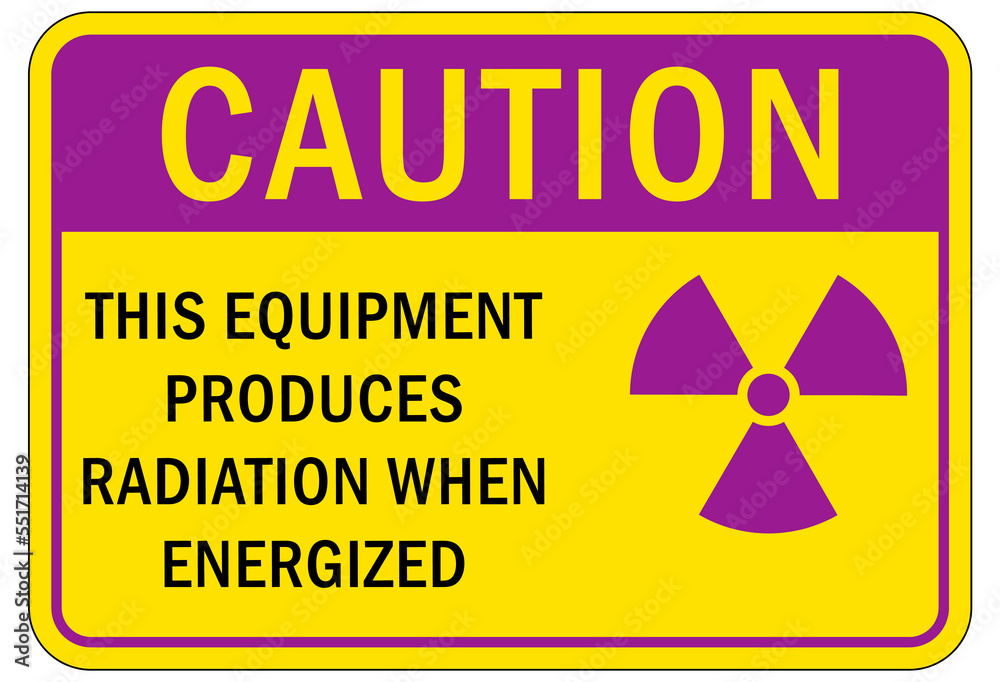 Radiation warning sign and labels this equipment produce x radiation ...