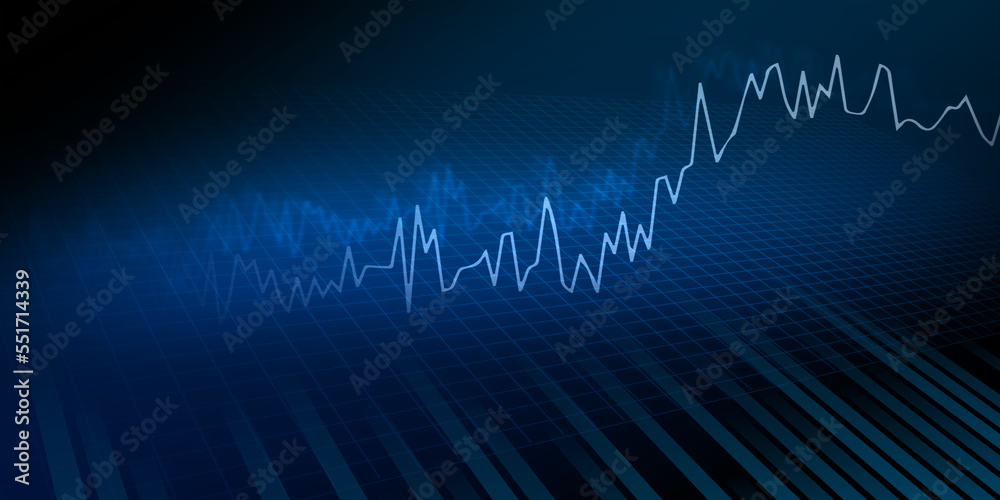 wave on black market graph on black. financial bar chart with uptrend ...