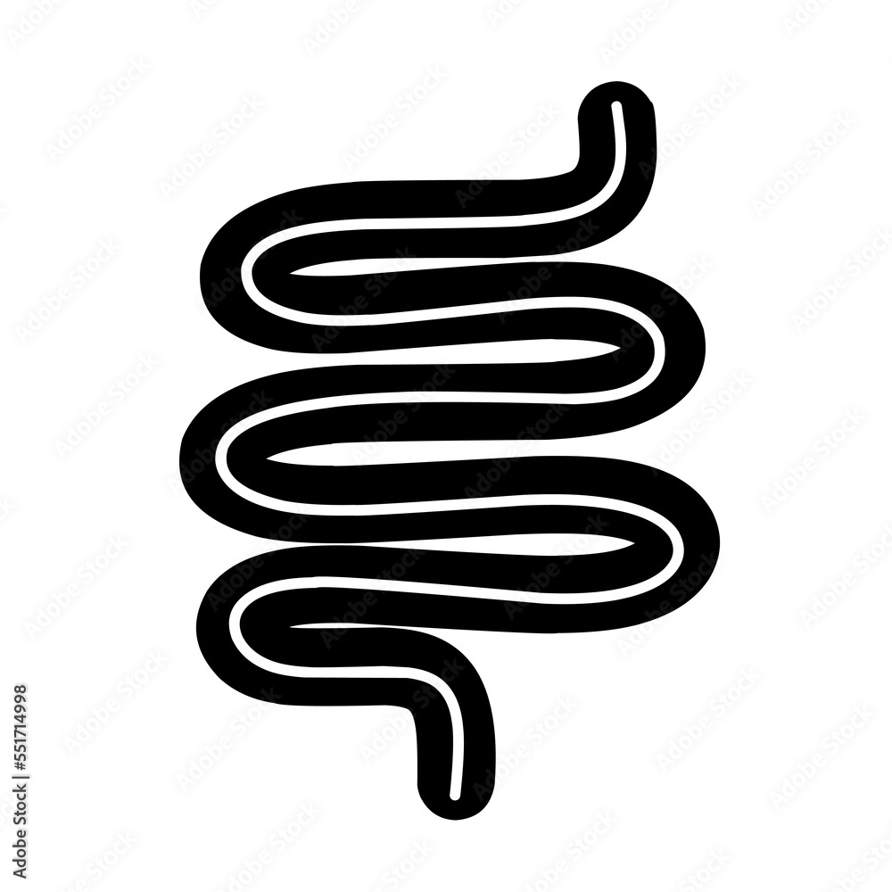Human intestinal tract symbol icon on white background. Great for ...