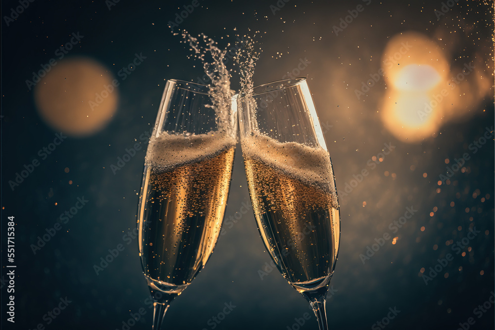 Poster Print Celebration Drinks Clinking Champagne Glasses 40x26.7 cm