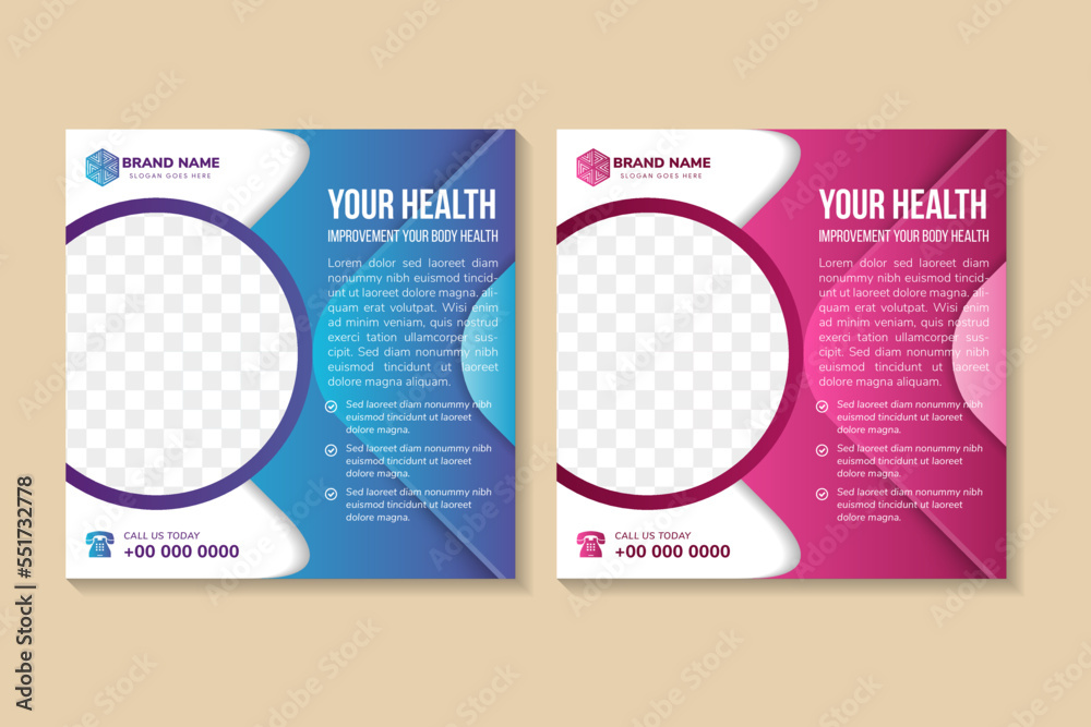 Medical and healthcare Social Media Post Template, improvement your ...