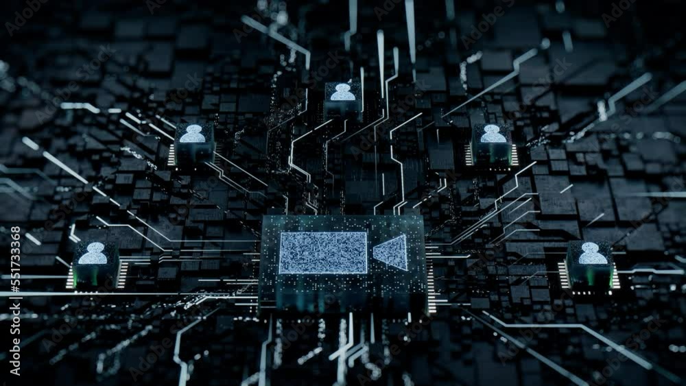 Video camera Technology Concept with Recording symbol on a Microchip ...