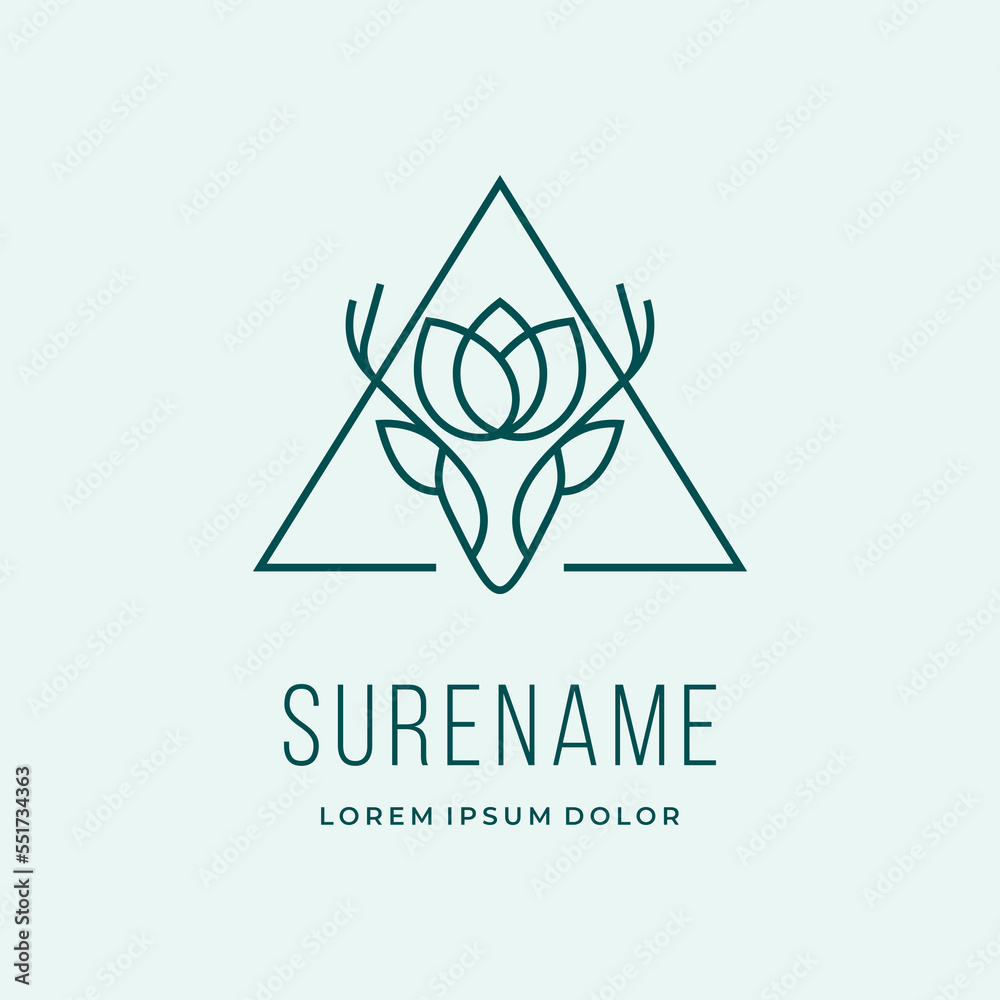 deer head flower logo design inspiration custom logo design vector ...