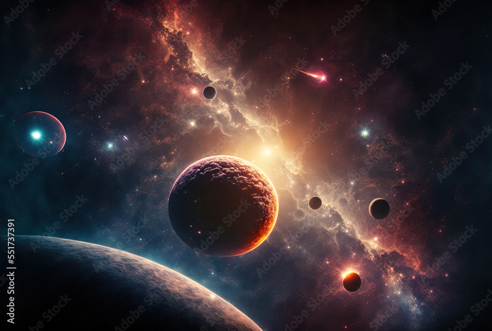 Illustration of faraway stars in the universe from billions of years ...