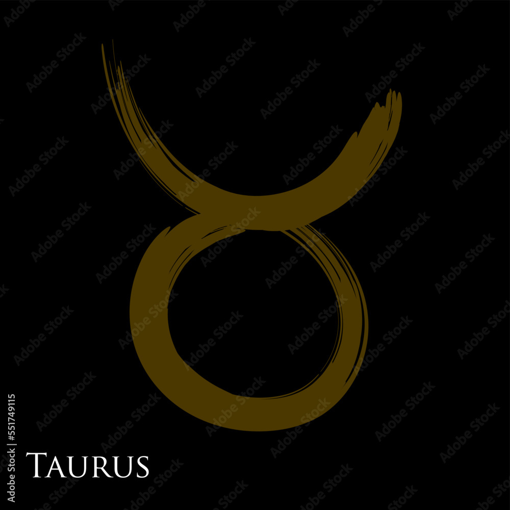Taurus zodiac symbol isolated on white background. Brush stroke Taurus ...