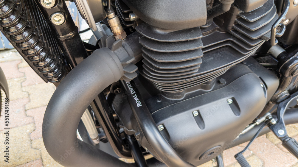 Royal Enfield black engine motor on motorcycle 120 th limited edition ...