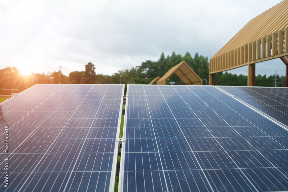 Small panel installed beside the rice paddy field to solar cell ...