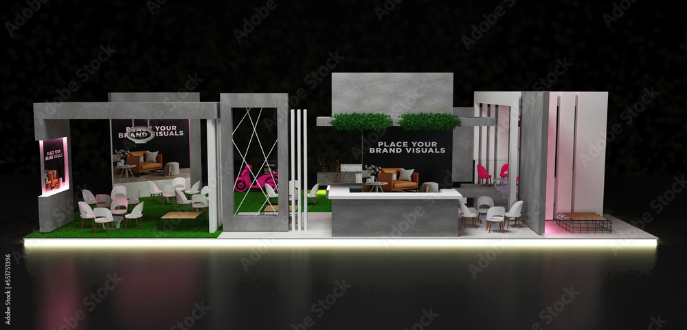 Tarde exhibition stand for mockup and Corporate identity. Retail booth ...
