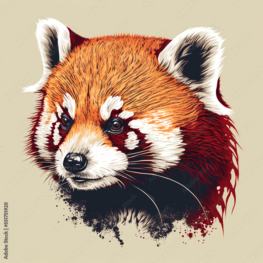 Red panda vector illustration for logo or design. Generative AI Stock ...