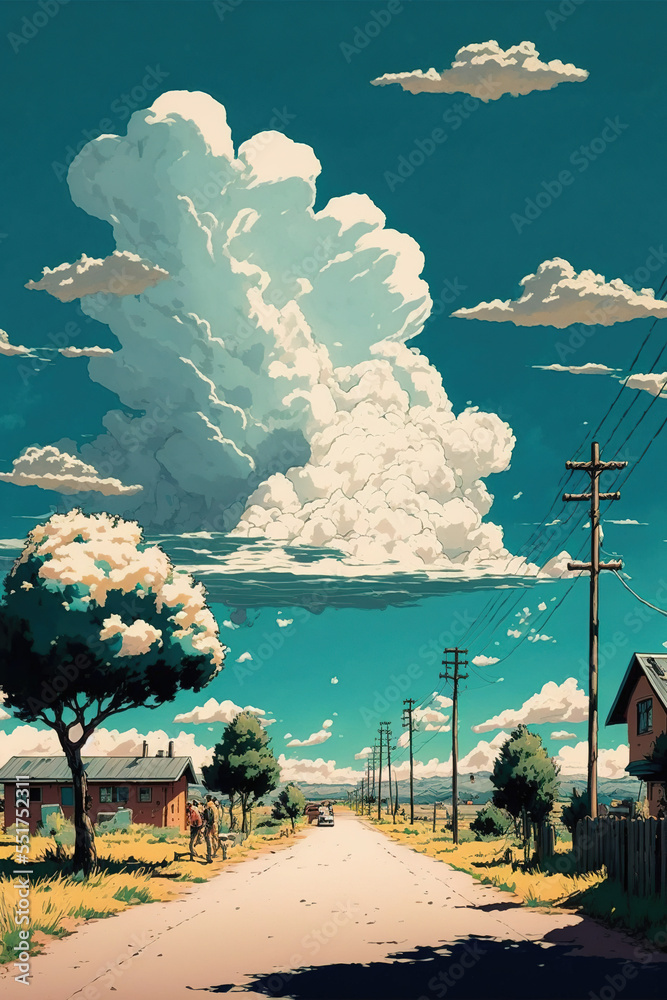 Journey at Wild Nature. Clear Sunny day, Sky with Movie Atmosphere and ...