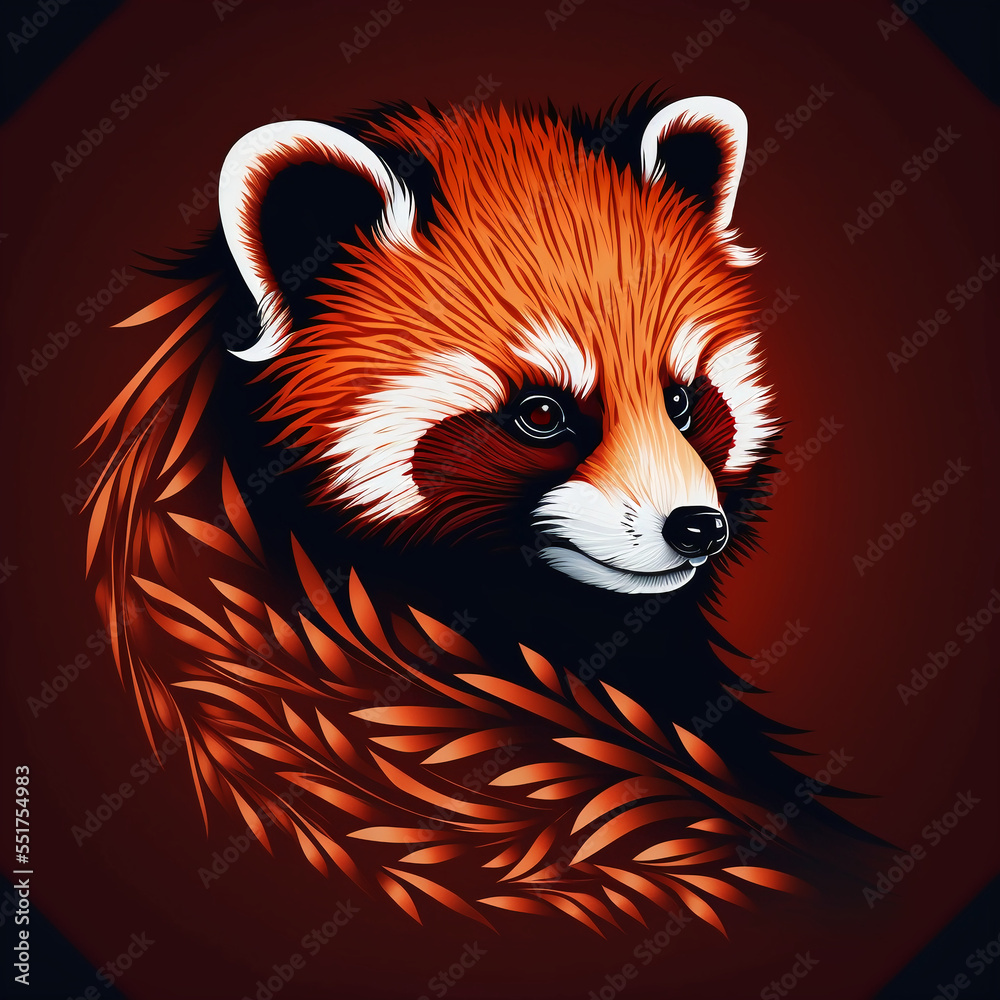 Red panda vector illustration for logo or design. Generative AI Stock ...