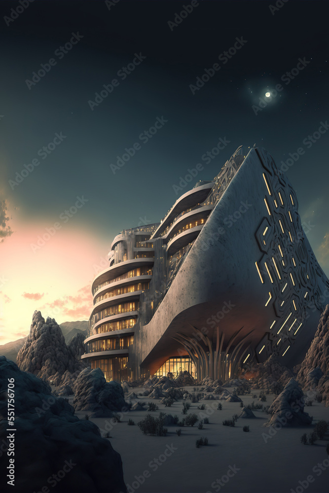 Cosmic colonisation concept, futuristic extraterrestrial architecture ...