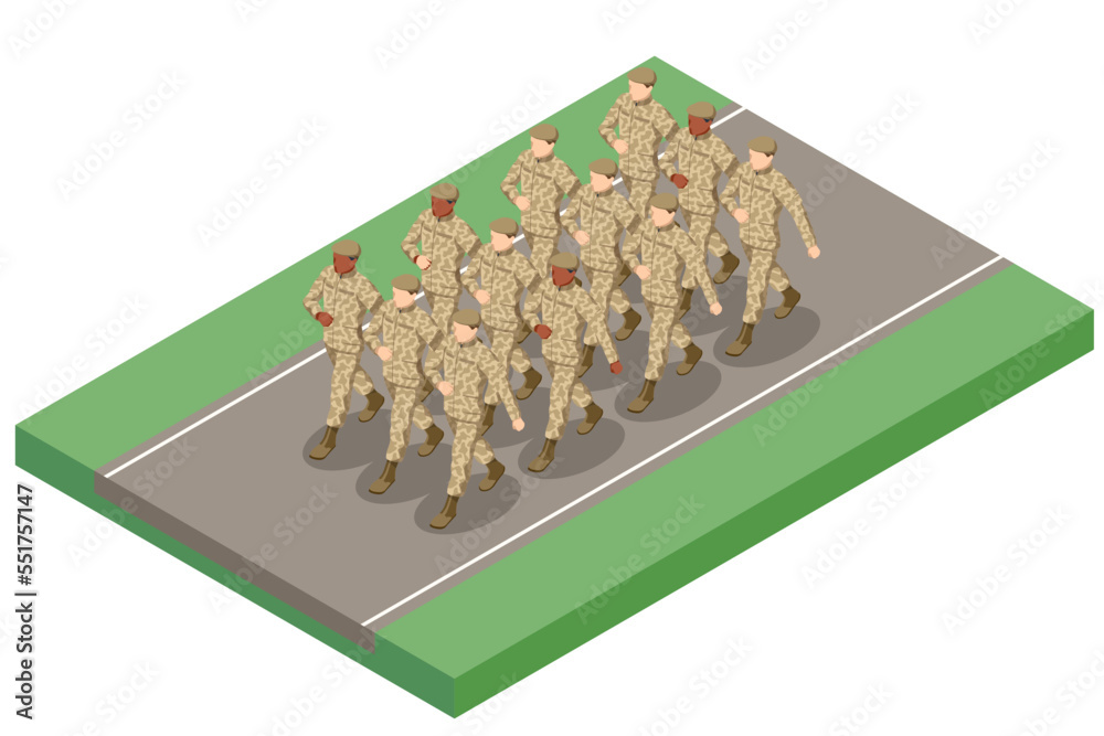 Isometric soldiers are marching. Special force crew. Military concept ...