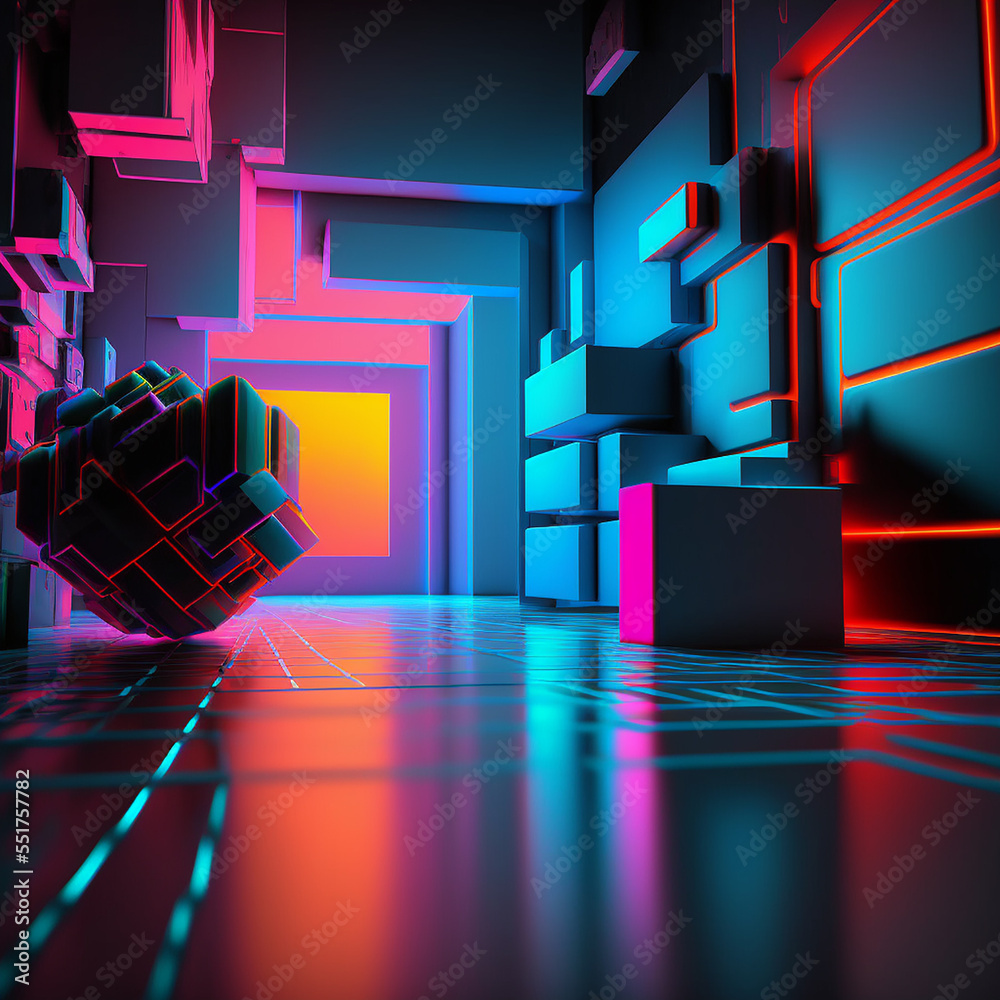 Metaverse room created with Generative Ai technology Stock Illustration ...