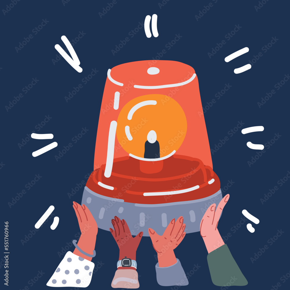 Cartoon vector illustration of Emergency siren. Warning sign, police ...