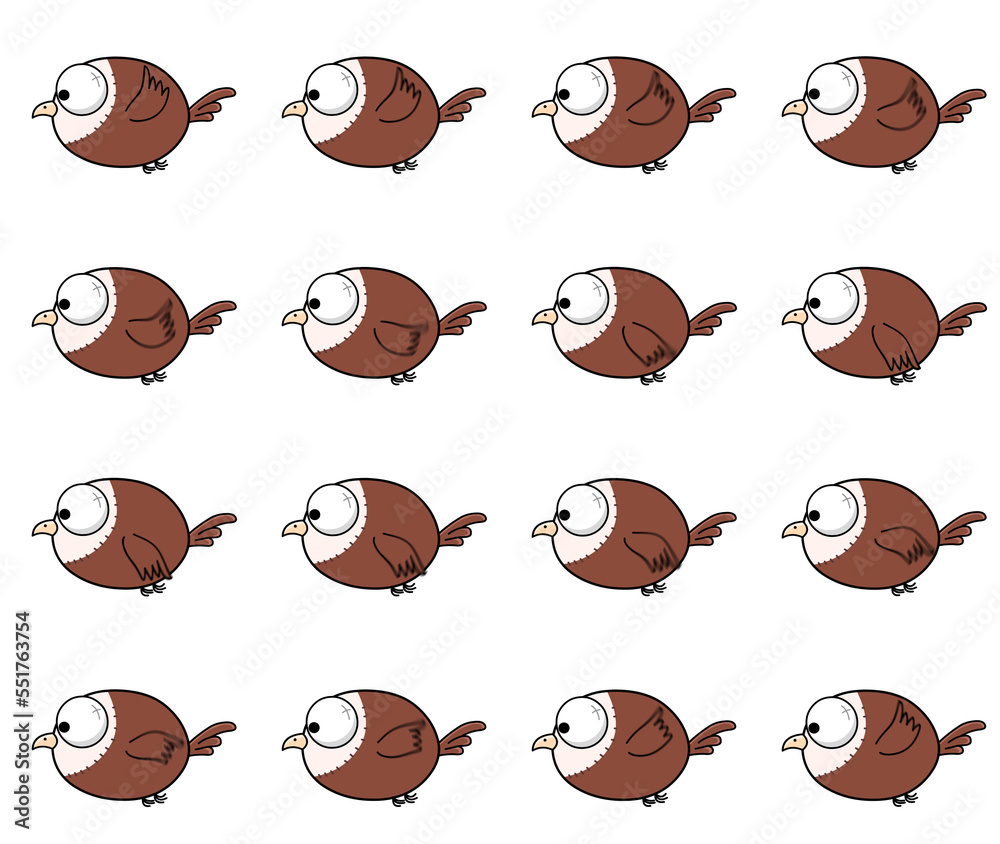 2D Round birds flying animation sheet.2D simple cartoon bird Stock ...