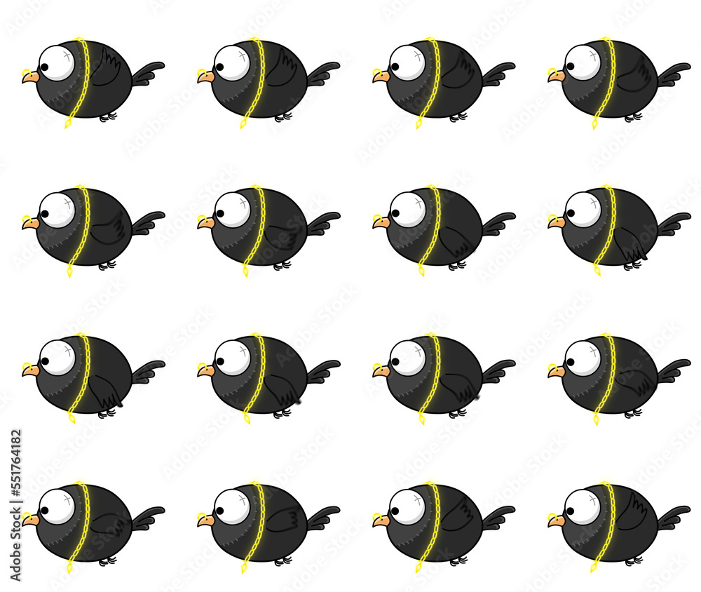 2D Round birds flying animation sheet.2D simple cartoon bird Stock ...