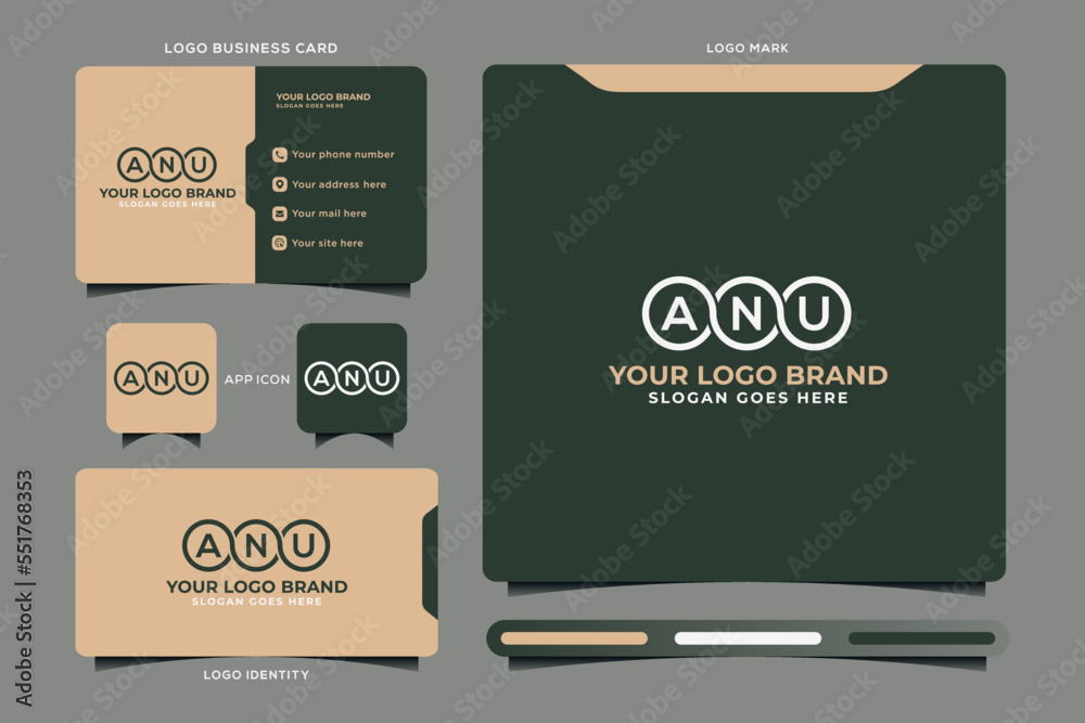 ANU initial monogram logo vector, ANU circle shape logo template ...
