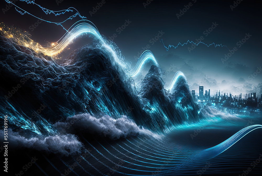 dynamic digital wave flow digital infrastructure safe data connection ...
