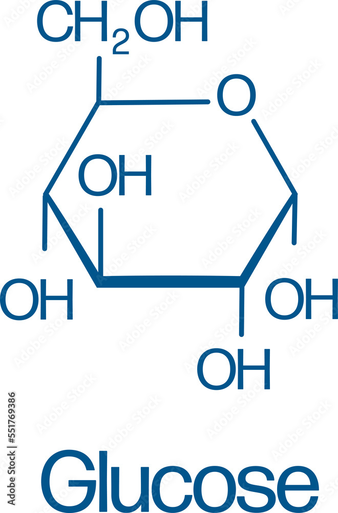 Glucose sugar chemical molecule skeletal. PNG formula structure. Stock ...