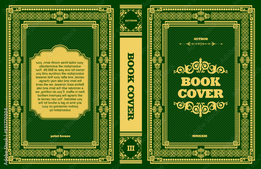 Ornate leather book cover and Old retro ornament frames. Royal Golden ...