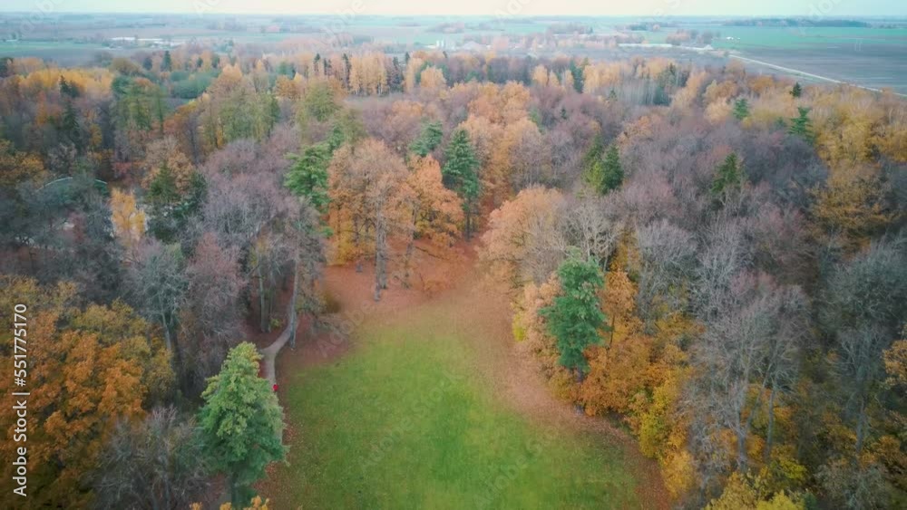 Eleja Manor Park and Tea House in Autumn. The Manor Complex Was ...