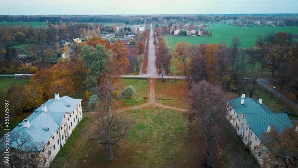 Eleja Manor Park and Tea House in Autumn. The Manor Complex Was ...