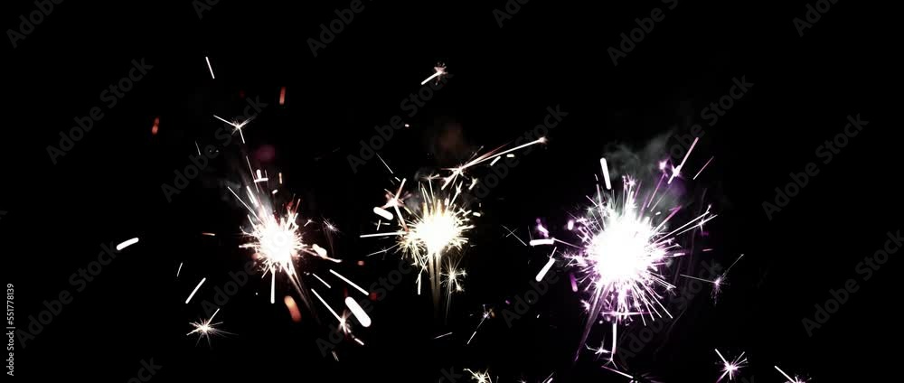 Sparkler on black background . Burning spark fuse or bengal fire ...