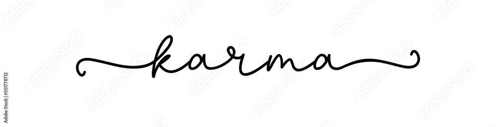 Karma. Lettering isolated script text. Design for social media post ...